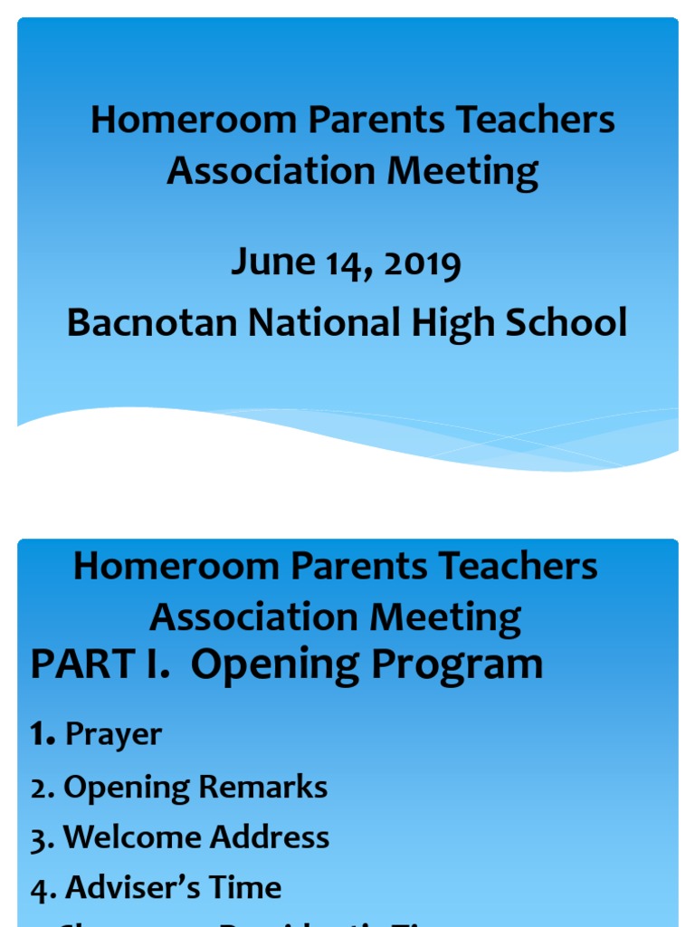HPTA Meeting Agenda at BNHS | PDF | Child Protection | Fraternities And ...