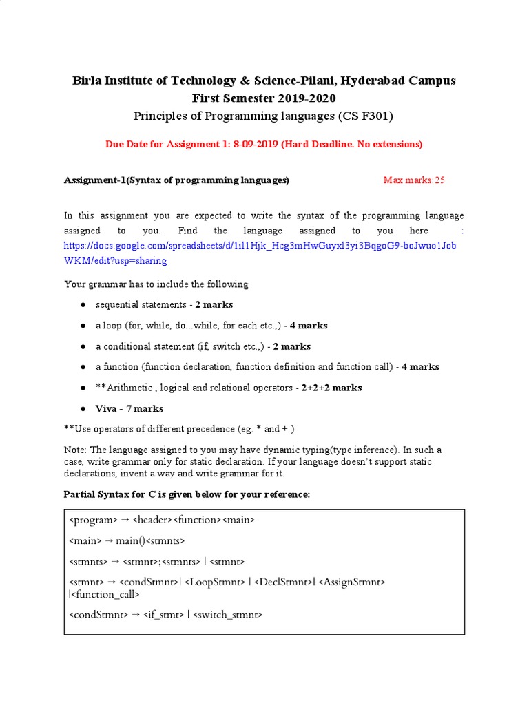 Programming Language Syntax Assignment | PDF | Computers
