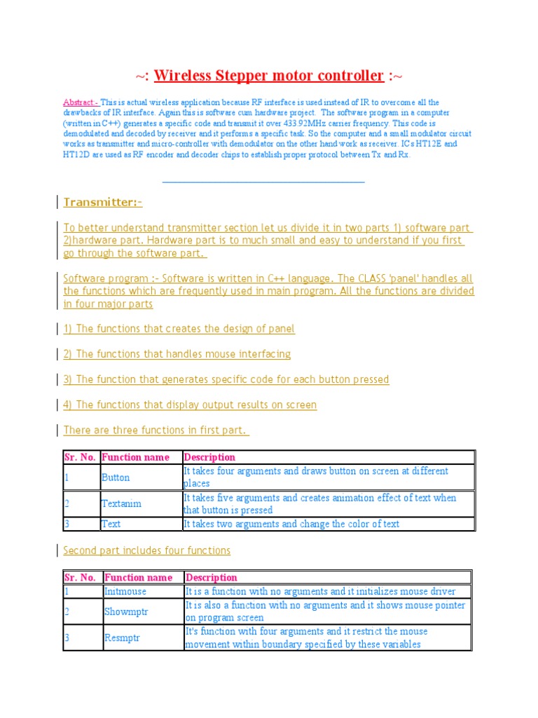 Wireless Stepper Motor Controller | PDF | Human–Computer Interaction ...