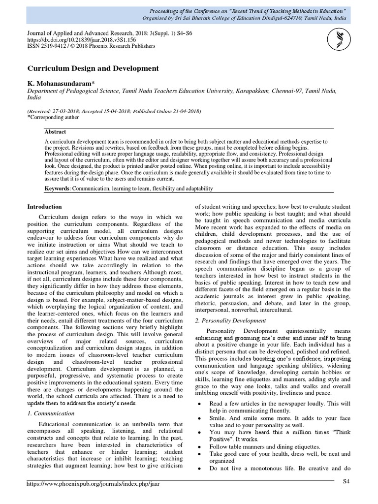 Curriculum Design and Development | PDF | Curriculum | Constructivism ...