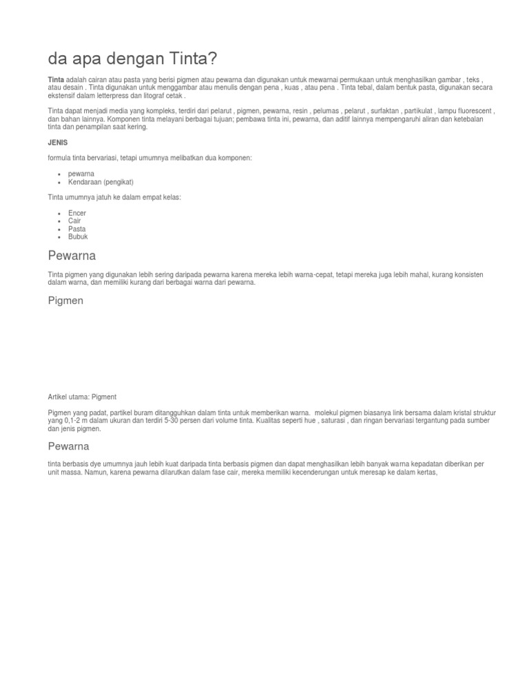 Pengertian Tinta | PDF