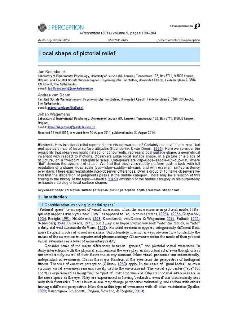 Local Shape of Pictorial Relief Visually Explained | PDF | Space | Median
