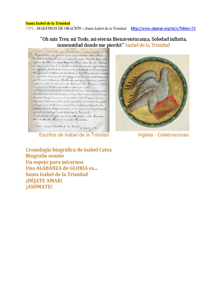 Santa Isabel de La Trinidad | PDF | Trinidad | Amor