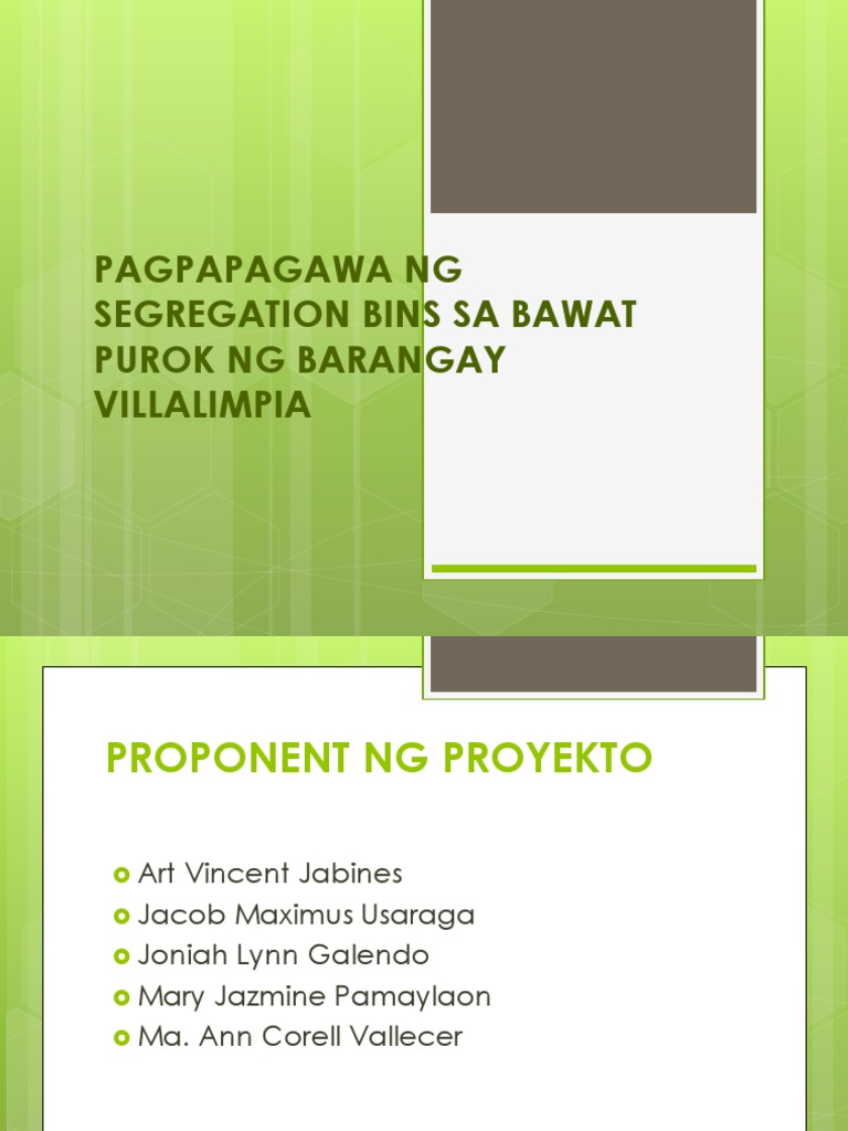 Pagpapagawa NG Segregation Bins Sa Bawat Purok NG | PDF