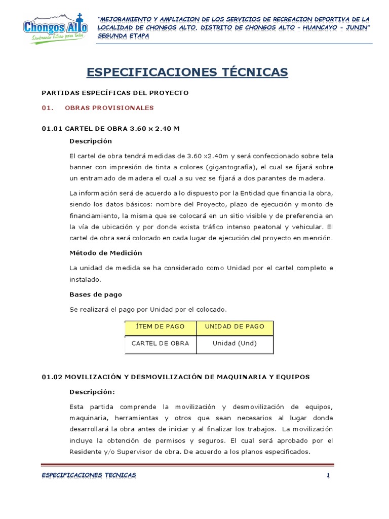 Especificaciones Técnicas Estadio | PDF | Topografía | Hormigón