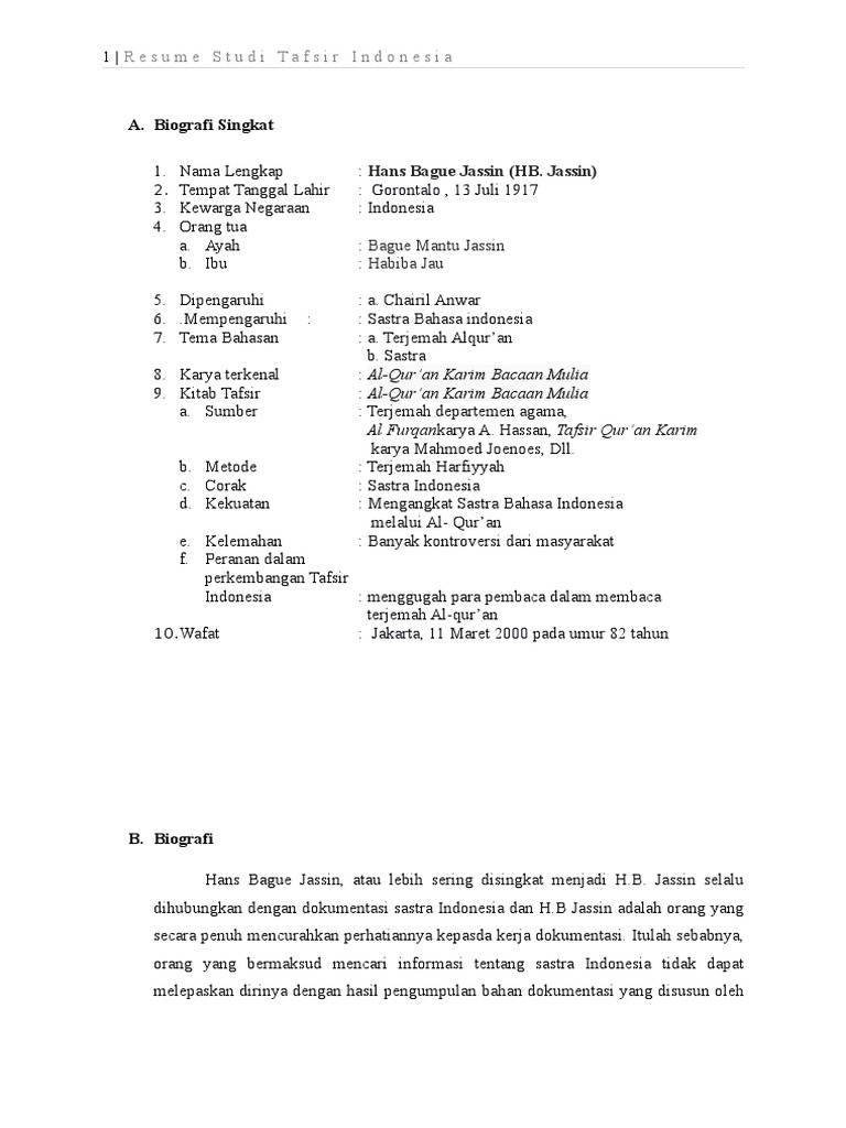 HB Jassin | PDF | Ilmu Sosial