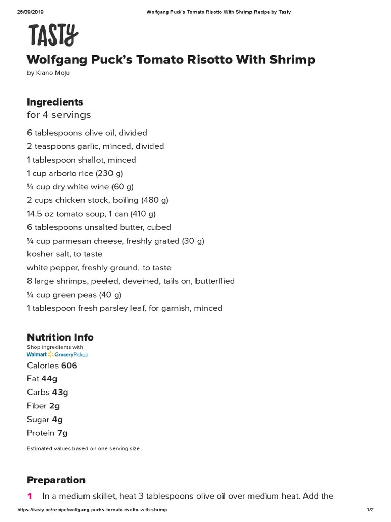 Wolfgang Puck's Tomato Risotto With Shrimp Recipe by Tasty | PDF ...