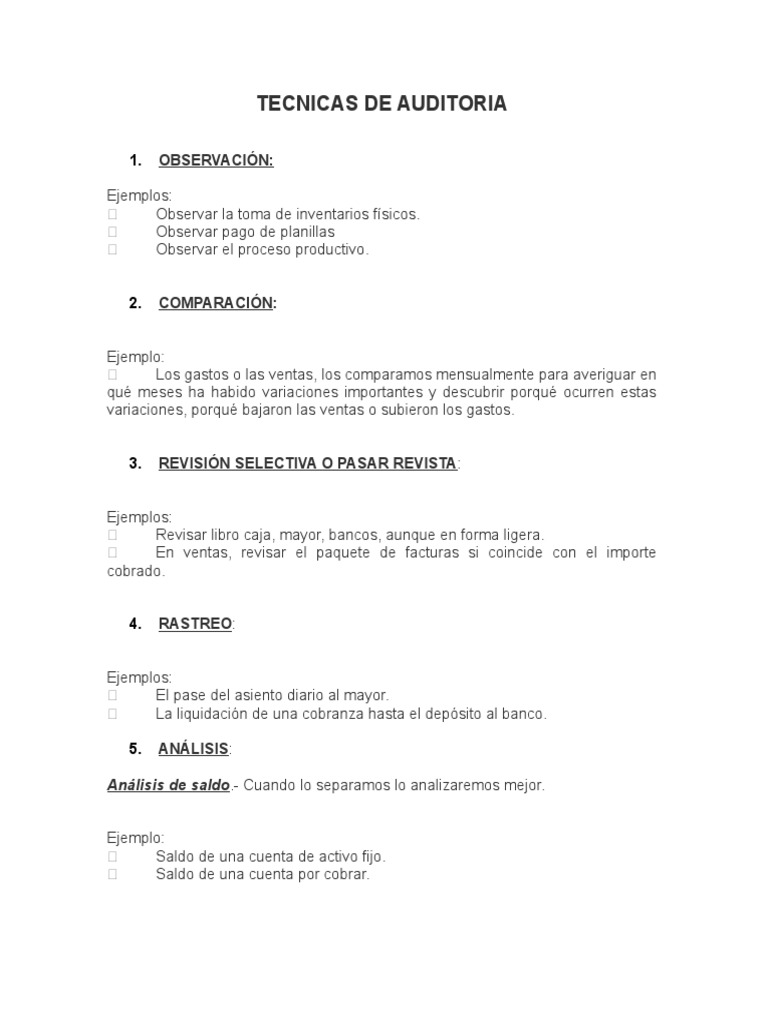 Tecnicas de Auditoria | PDF | Economias | Business