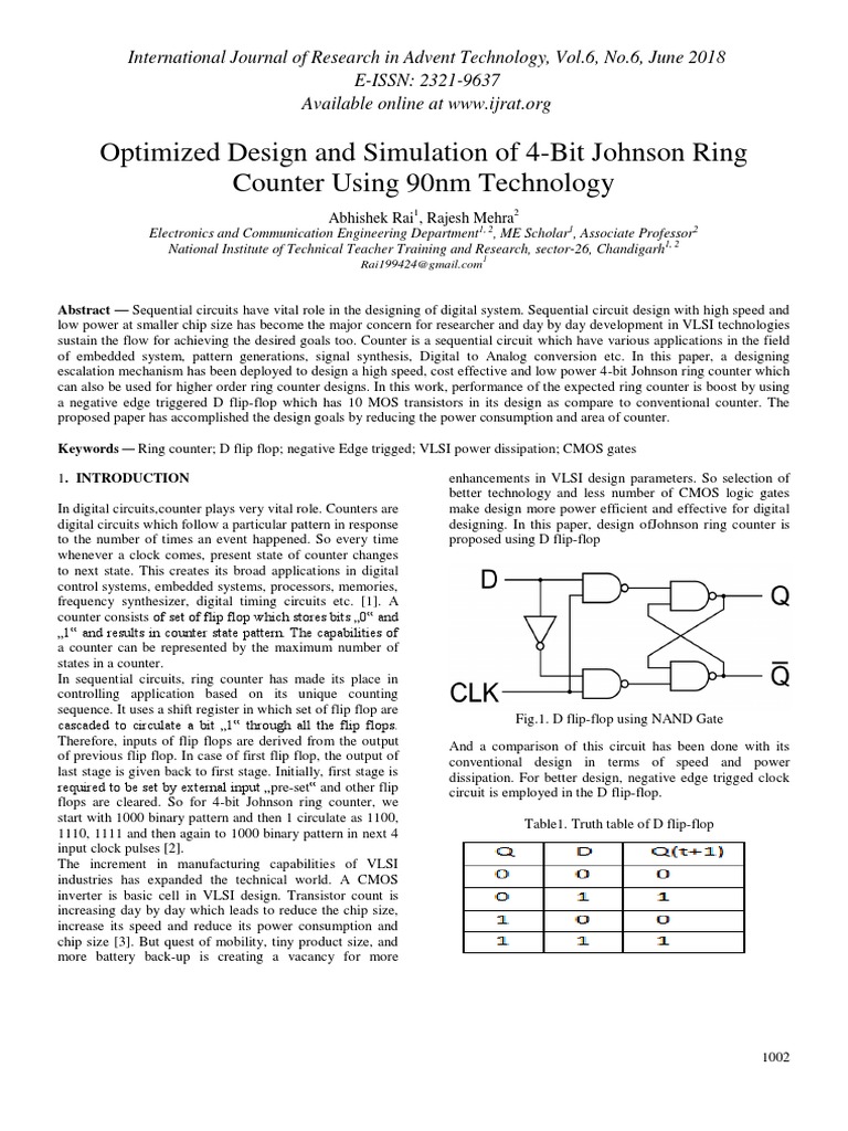 4-Bit Johnson Ring Counter Design | PDF | Digital Electronics | Cmos