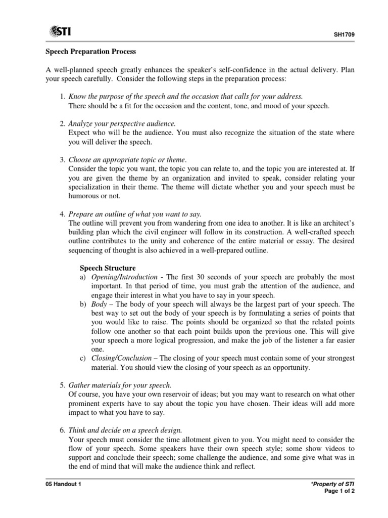 Speech Preparation Process: Property of STI | PDF | Epistemology ...
