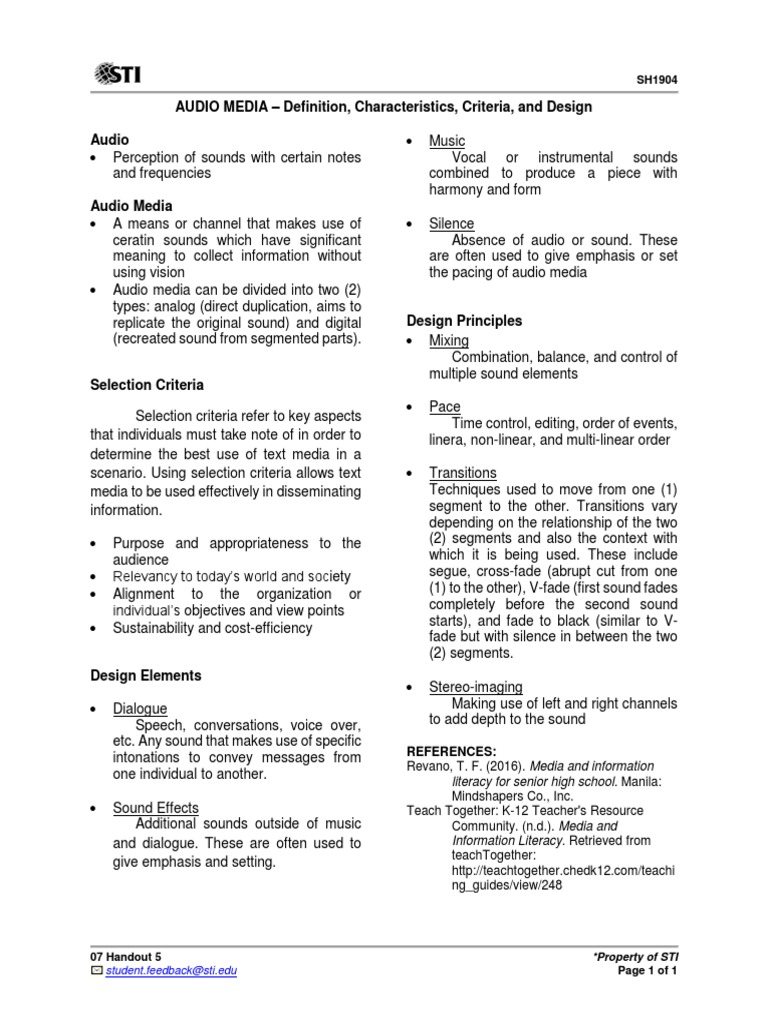 Audio media design principles | PDF | Sound | Mass Media