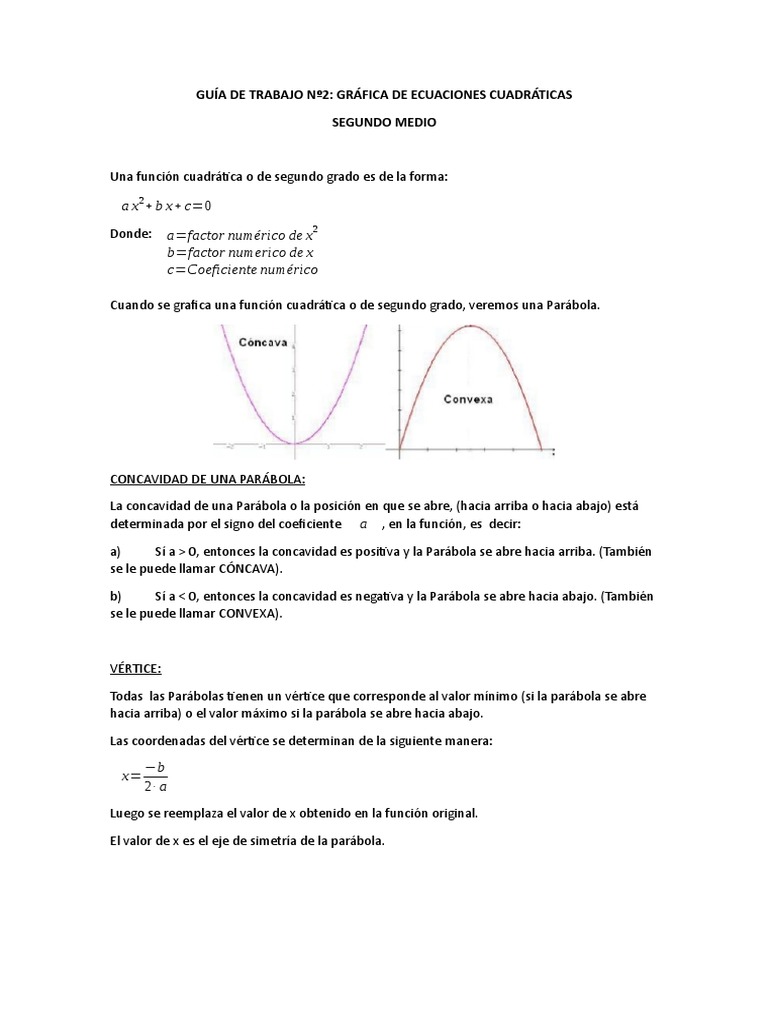 GUÍA 3 Ec Cuadratica Interceptos | PDF | Ecuación cuadrática ...