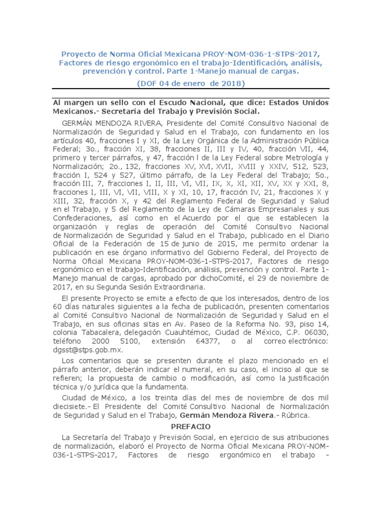 Nom 036 Stps | PDF | Factores humanos y ergonomía | México