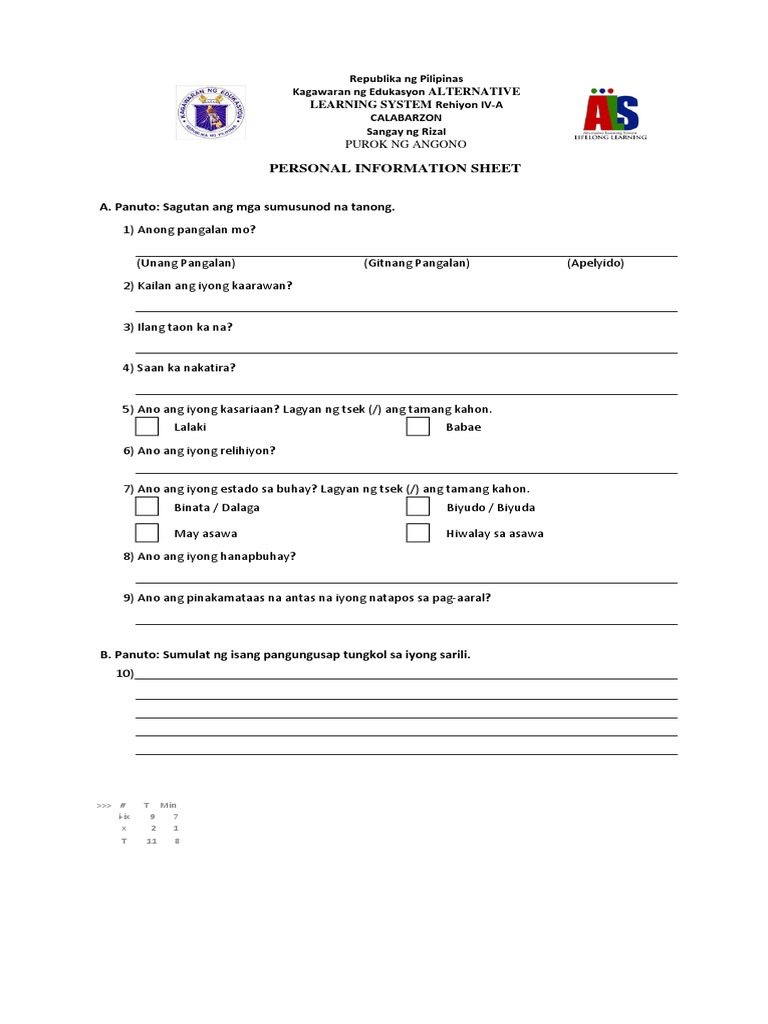 FLT Answer Sheet | PDF