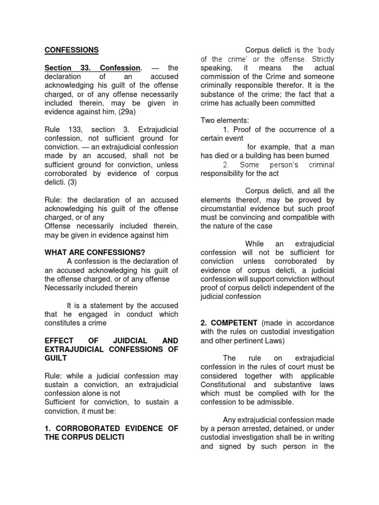 Confessions Section 33. Confession | PDF | Plea | Confession (Law)