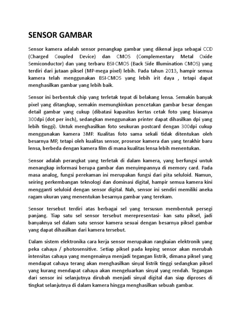 Sensor Gambar | PDF | Komputer