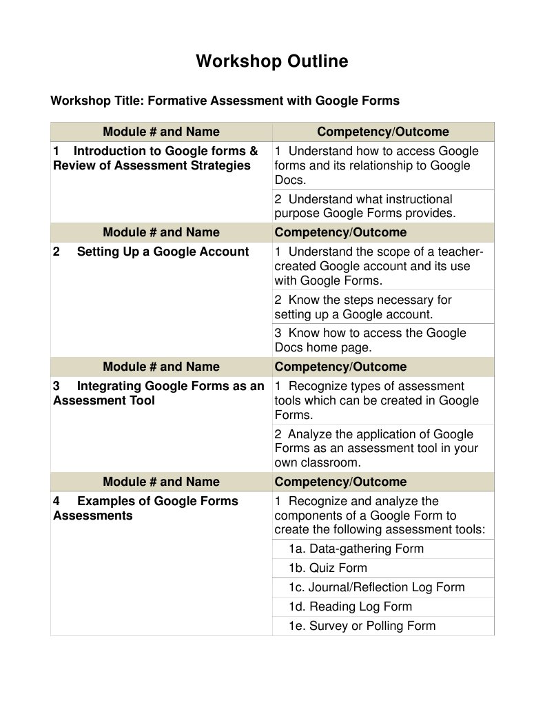 Formative Assessment With Google Forms Workshop Outline | PDF ...
