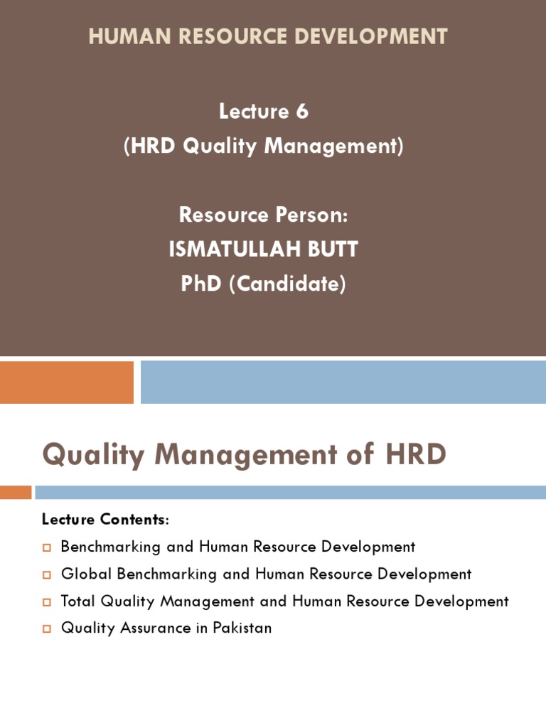 Lecture - 6 (HRD Quality MGT) | PDF | Benchmarking | Employment