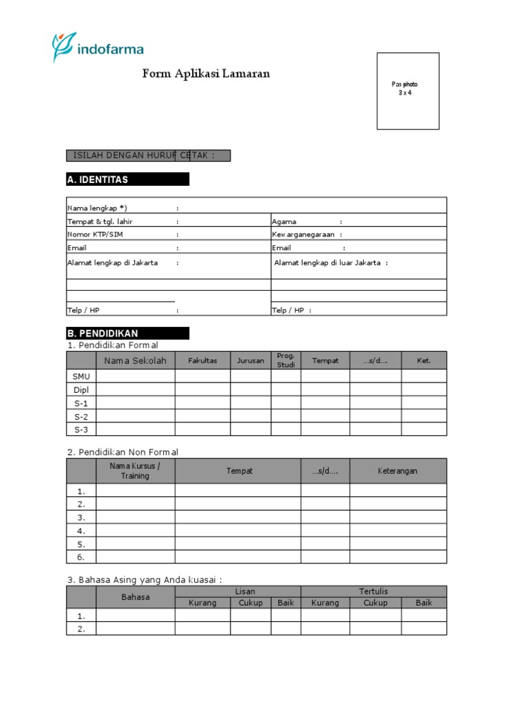 Formulir Aplikasi Lamaran Kerja | PDF