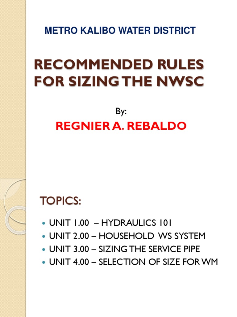 MKWD - Recommended Rules For Sizing The NWSC | PDF | Plumbing | Pressure