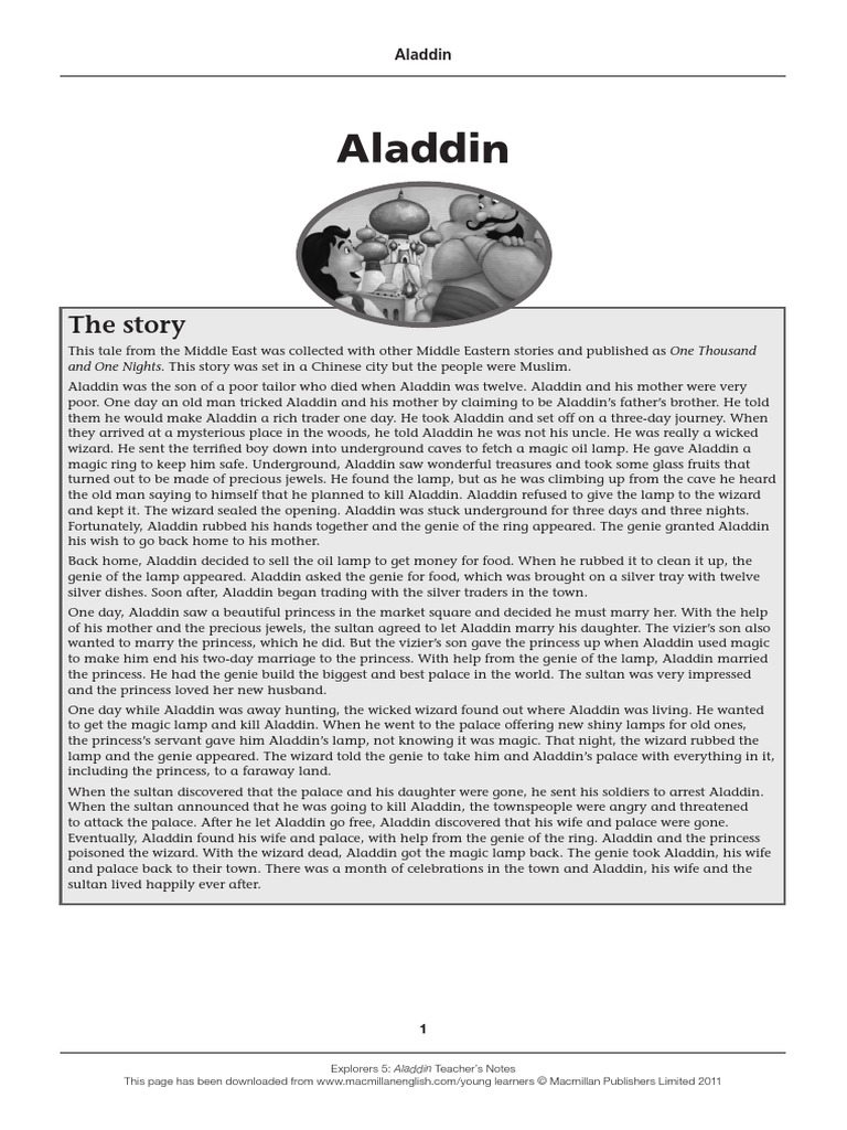 EX5 Aladdin Teacher Notes | PDF | Reading Comprehension | Linguistics
