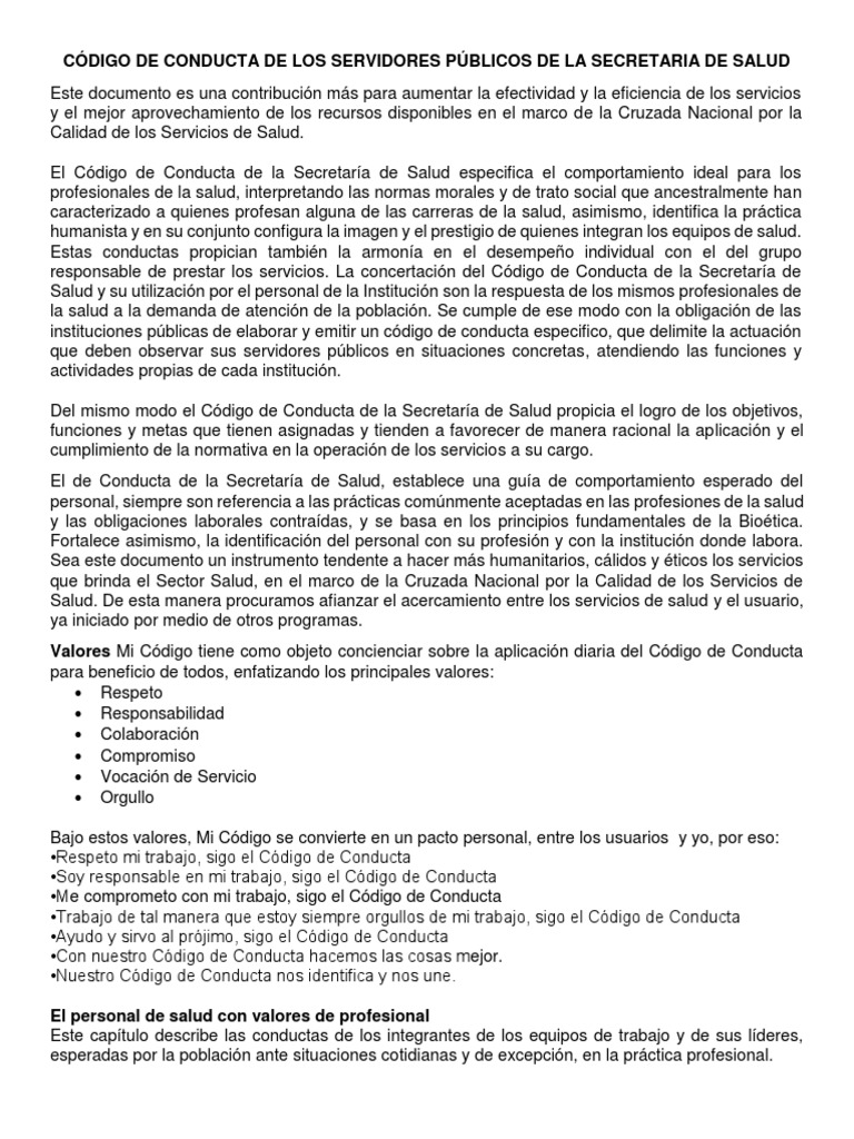 Código de Conducta de Los Servidores Públicos | PDF | Institución | Comportamiento