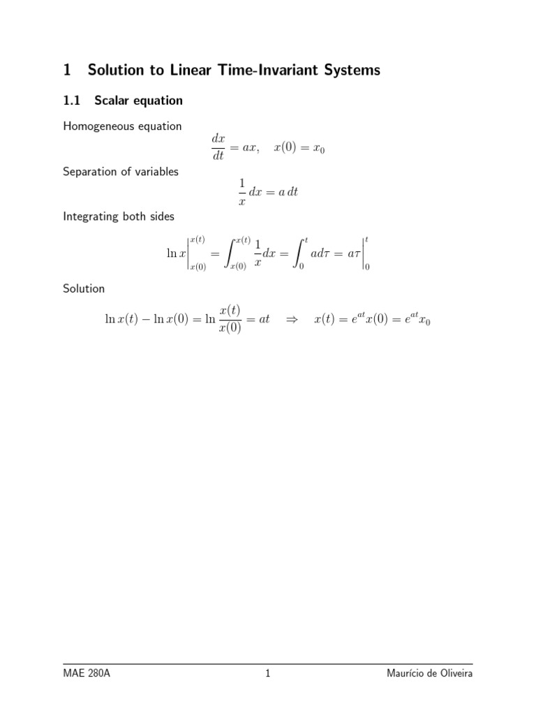 Linear Time-Invariant Systems Solution | PDF | Eigenvalues And Eigenvectors | Theoretical Physics