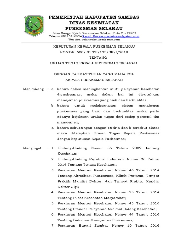 SK Uraian Tugas Kapus | PDF