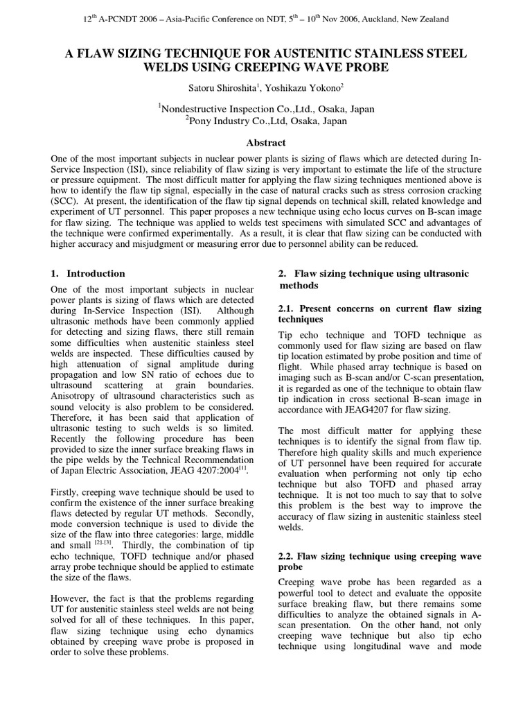 Creep Wave Probe for Flaw Sizing in Welds | PDF | Nondestructive ...