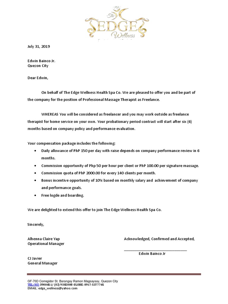 Job Offer Contract | PDF