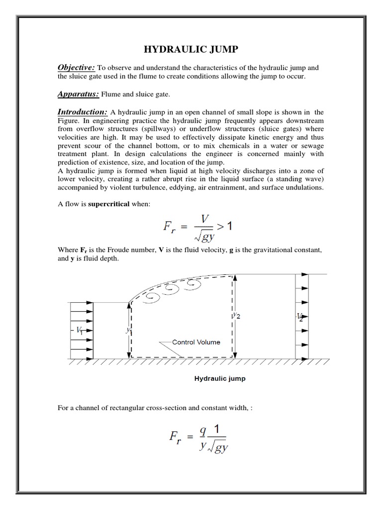 Hydraulic Jump Pdf Download Free Pdf Fluid Dynamics Motion Physics