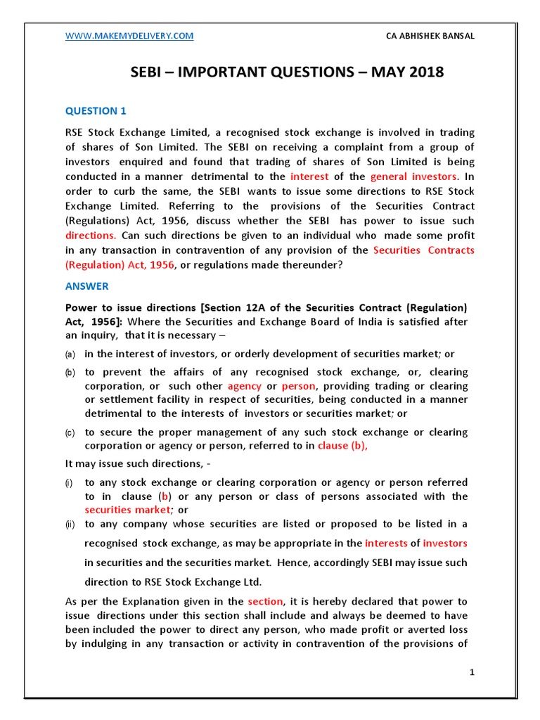 SEBI Regulations and Compliance Insights | PDF | Stocks | Securities ...