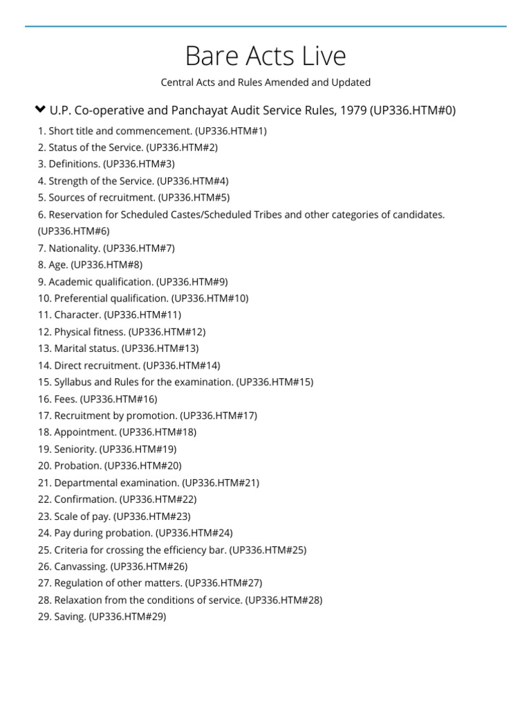 Bare Acts Live: U.P. Co-Operative and Panchayat Audit Service Rules ...