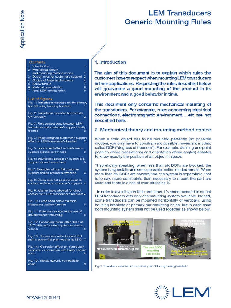 Mounting Rules for LEM Transducers | PDF | Nut (Hardware) | Screw