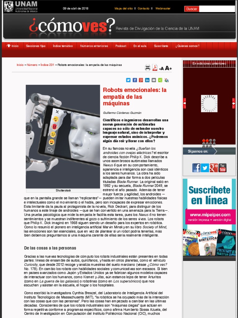 Robots Emocionales: La Empatía de Las Máquinas - Revista ¿Cómo Ves? - Dirección General de ...