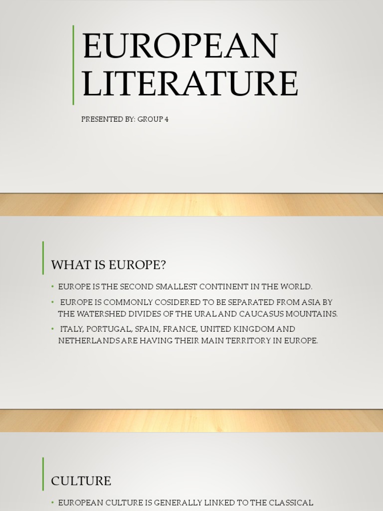 European Literature: Presented By: Group 4 | PDF | William Shakespeare ...