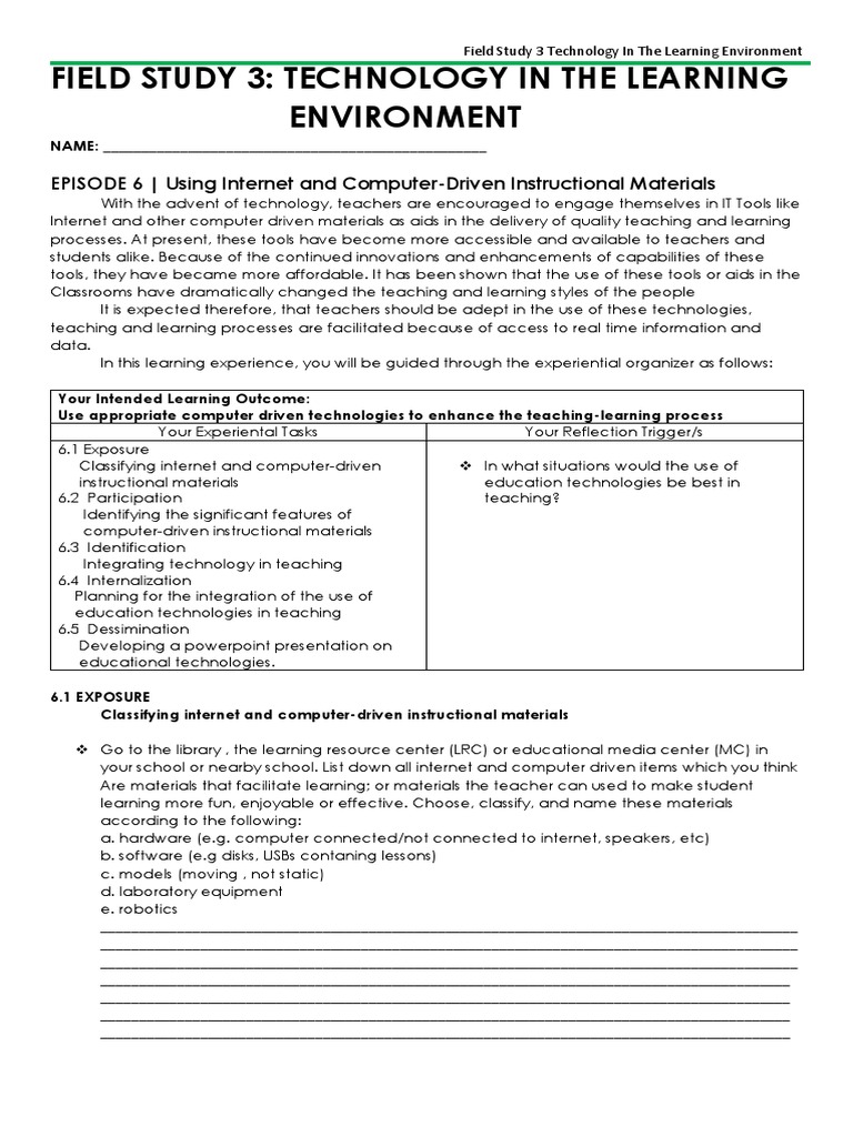 Field Study 3 Episode 6 | PDF | Educational Technology | Learning