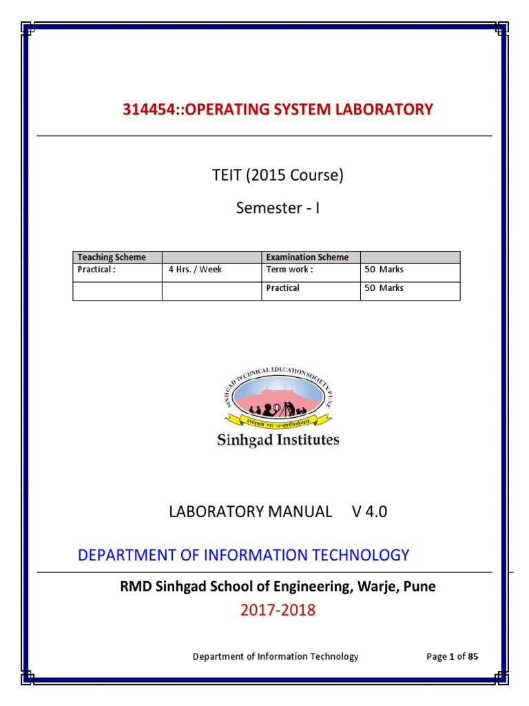 RMDSSOE Final OSL Labmanual 2017-18 | PDF | Thread (Computing) | Command Line Interface