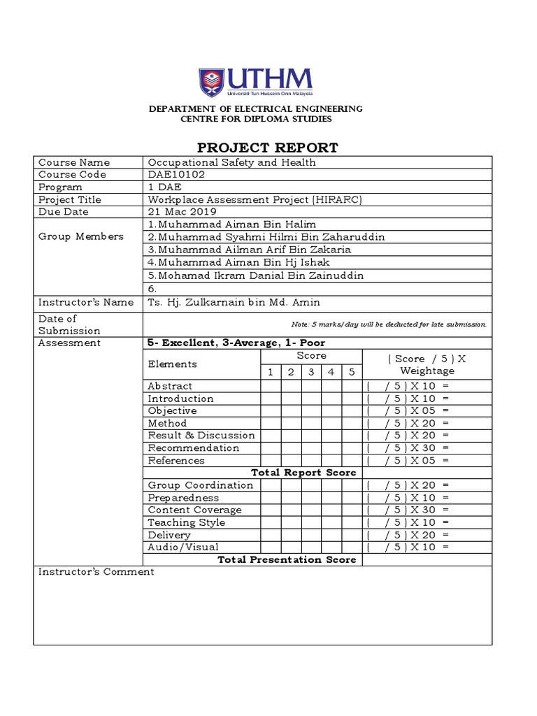 Assessing Workplace Safety Hazards Through a HIRARC Analysis at the ...