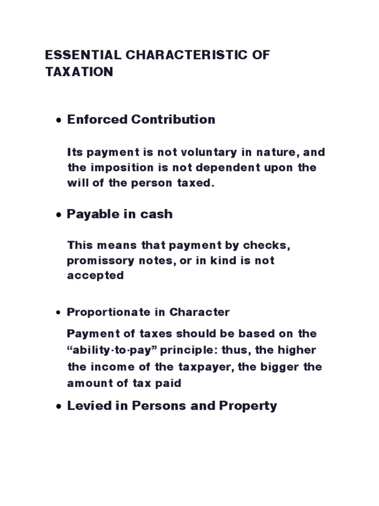 Key Characteristics of Taxation | PDF | Taxes | Social Institutions