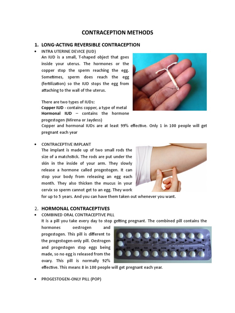 Contraception Methods: 1. Long-Acting Reversible Contraception | PDF ...