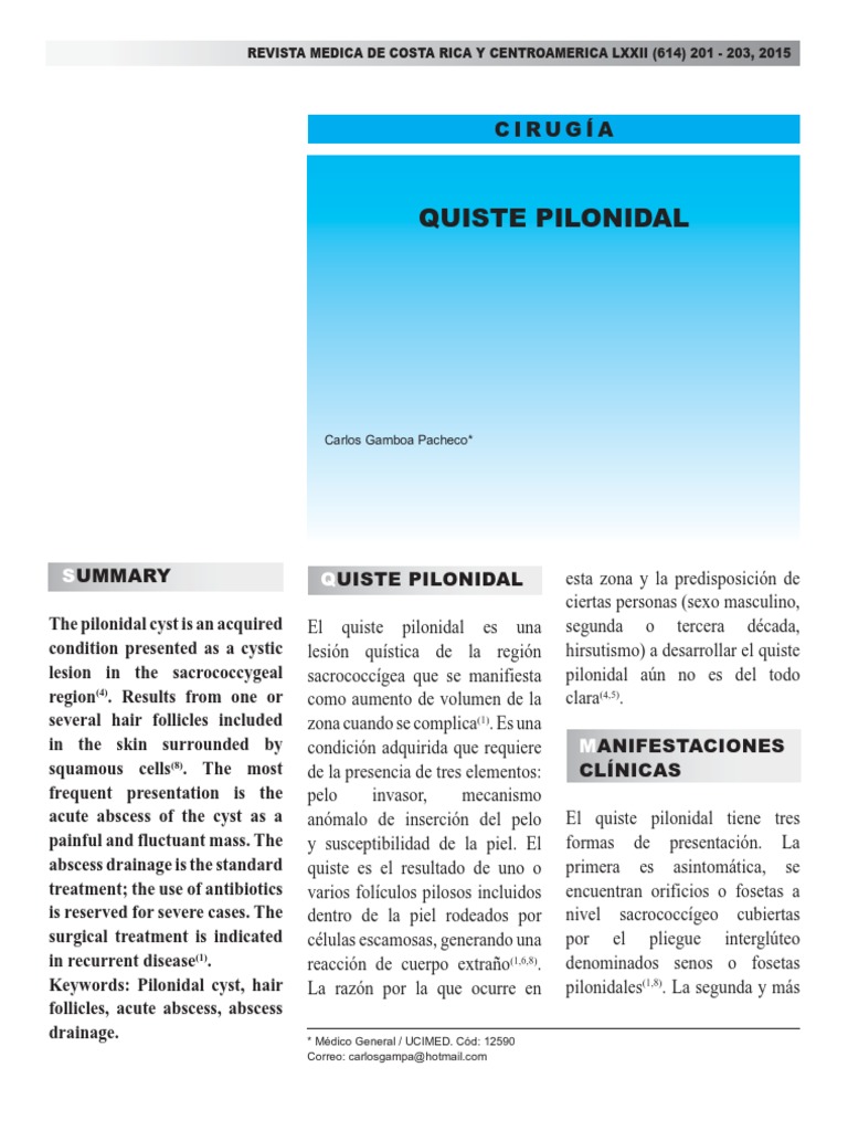 Quiste Pilonidal | PDF | Estadísticas medicas | Medicina