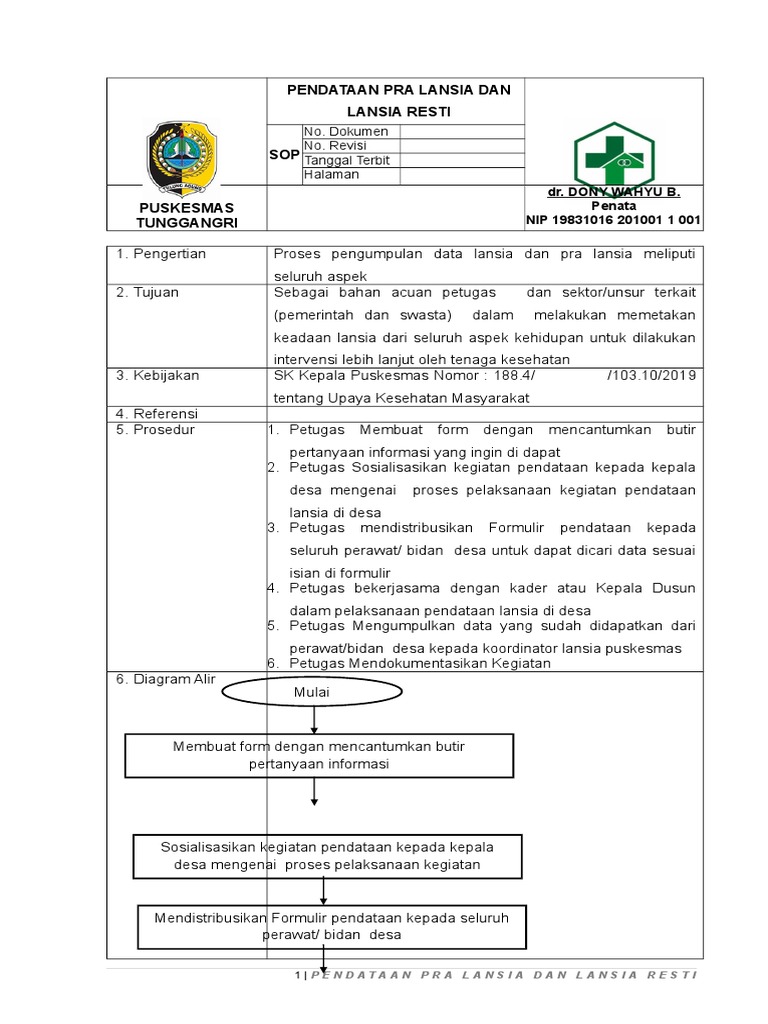 SOP Pendataan Pra Lansia Dan Lansia Resti | PDF