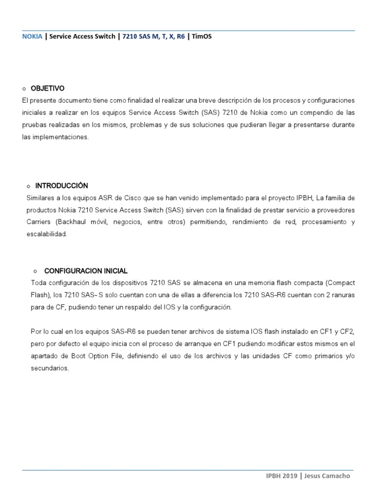 NOKIA - Service Access Switch - 7210 SAS M, T, X, R6 - TimOS | PDF ...