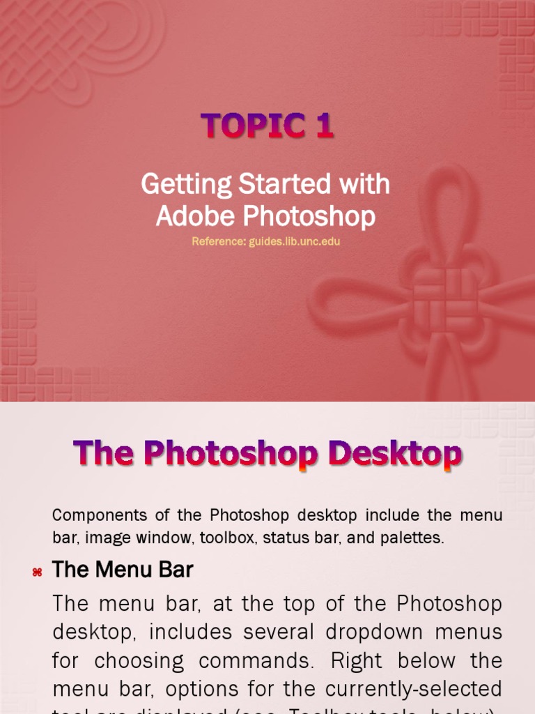 Getting Started With Adobe Photoshop: Reference: Guides - Lib.unc - Edu ...