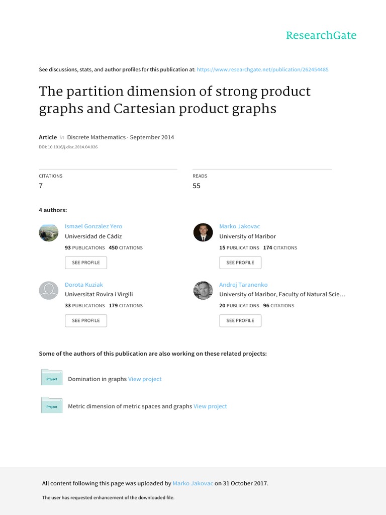 The Partition Dimension of Strong Product Graphs and Cartesian Product ...