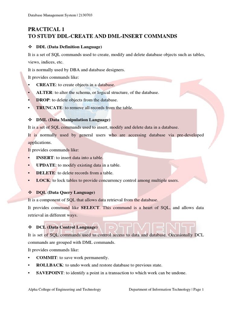 Dbms Practical Manual1 | PDF | Table (Database) | Sql