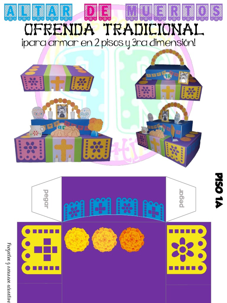 ofrenda tradicional: ¡para armar en 2 pisos y 3ra dimensión!