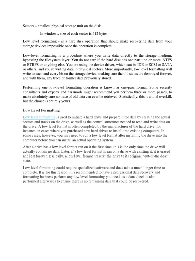 Formatting Notes | PDF | Hard Disk Drive | Computer Architecture