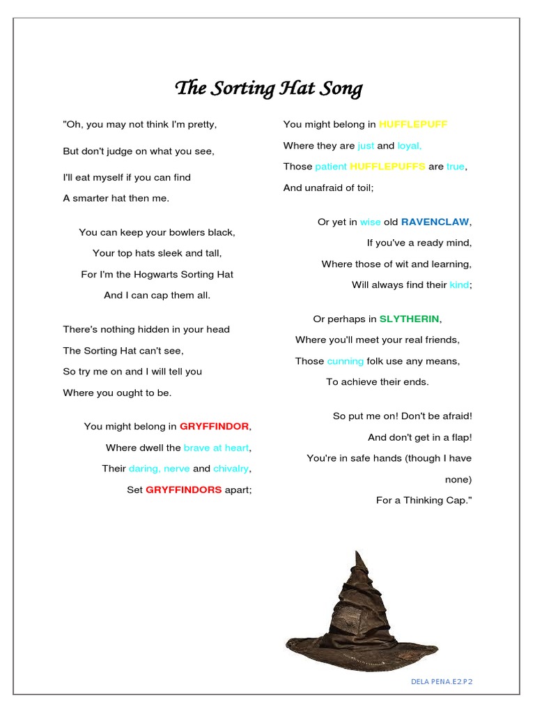 The Sorting Hat Song: Just Loyal, Patient True | PDF
